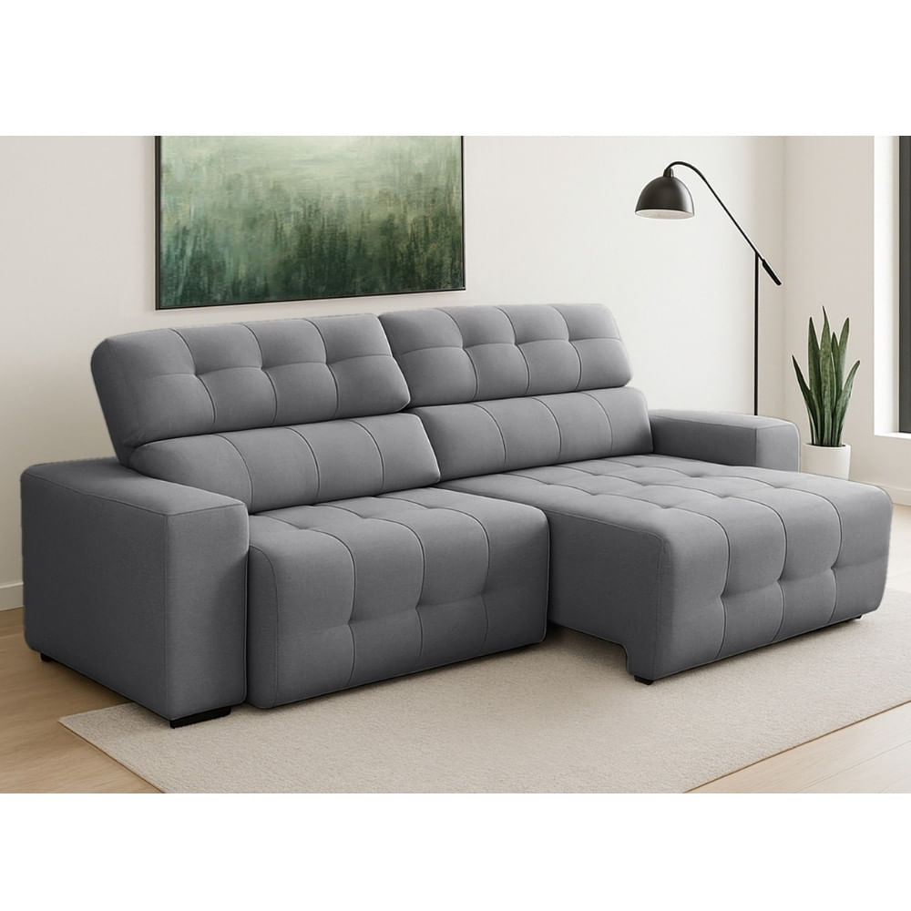 Sofá 4 Lugares Retrátil Reclinável 250cm Linho Atualle Ferguile - Carrefour