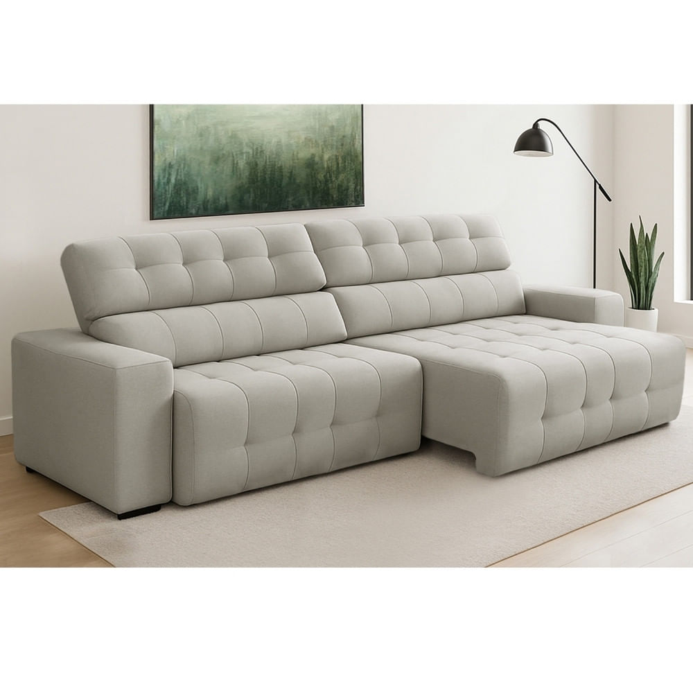 Sofá 4 Lugares Retrátil Reclinável 280cm Linho Atualle Ferguile - Carrefour
