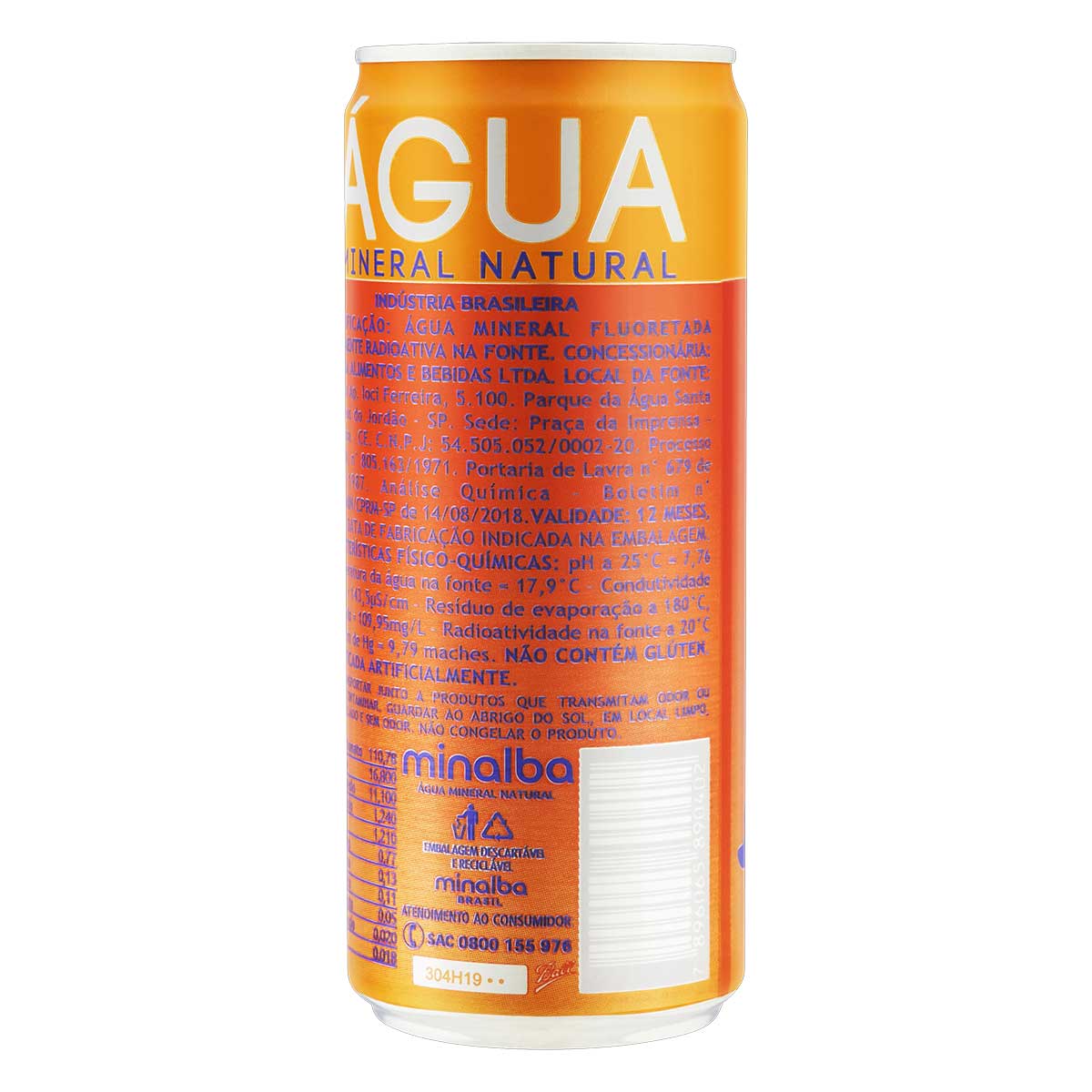 Água Mineral Natural com Gás Minalba Lata 310 ml - carrefourbrfood
