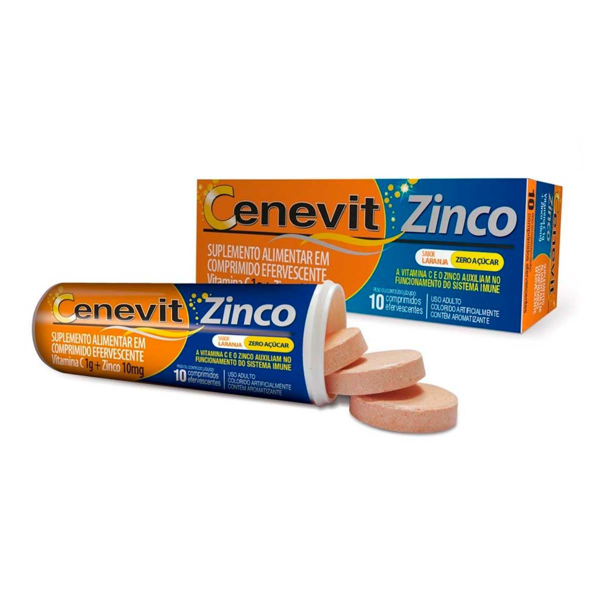 Suplemento Alimentar Cenevit Zinco 1g com 10 Comprimidos Efervescentes ...